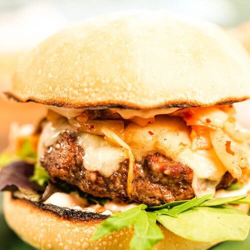 Kimchi Burger with Spicy Mayo - Bowl Me Over