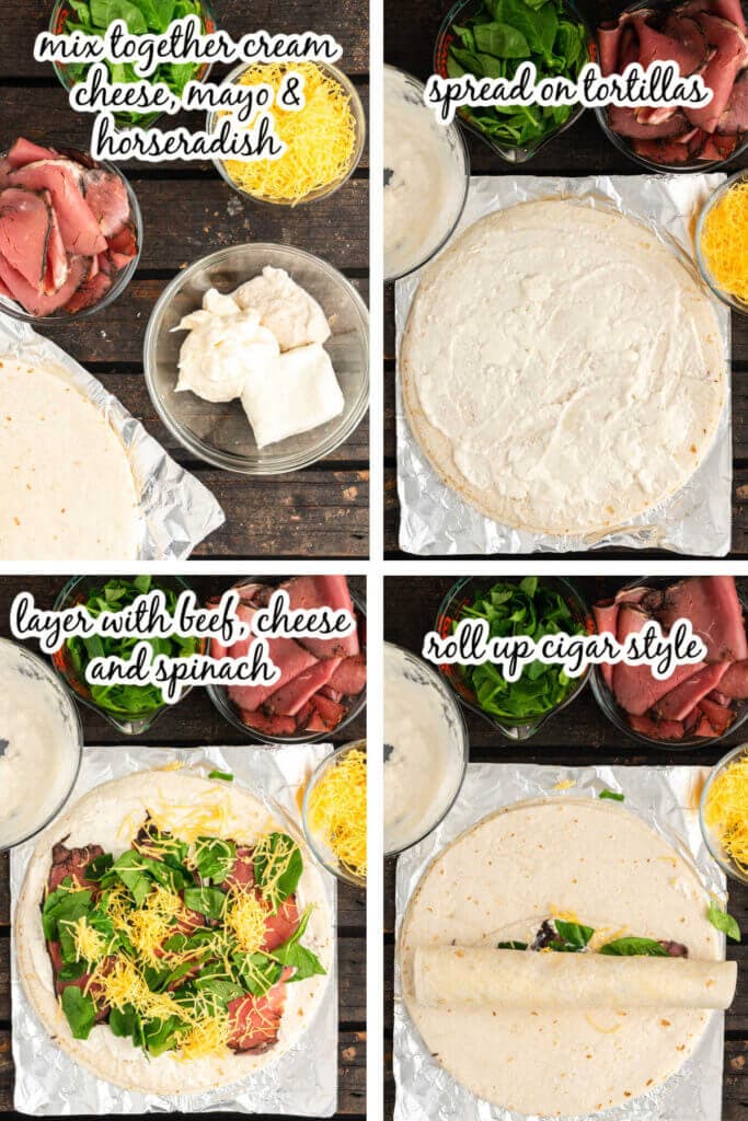 Easy Roast Beef Rollups (Pinwheel Appetizer Recipe) - Bowl Me Over