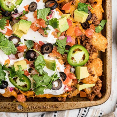 Tater Tot Nachos Casserole - Bowl Me Over