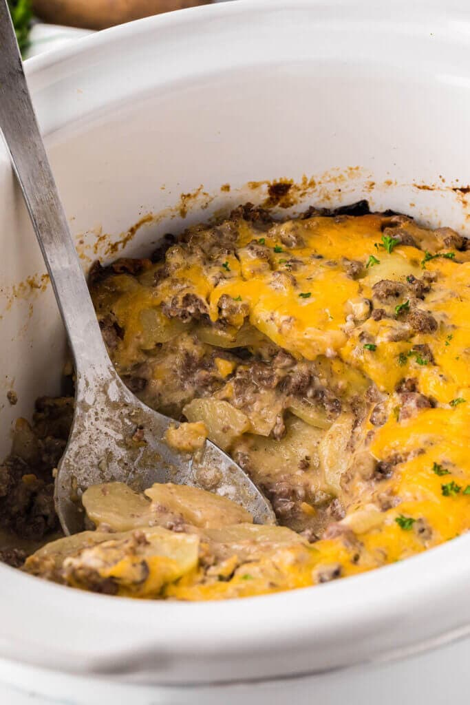 Crockpot Hamburger Potato Casserole - Bowl Me Over