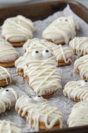 No Bake Halloween Nutter Butter Mummy Cookie Recipe - Bowl Me Over