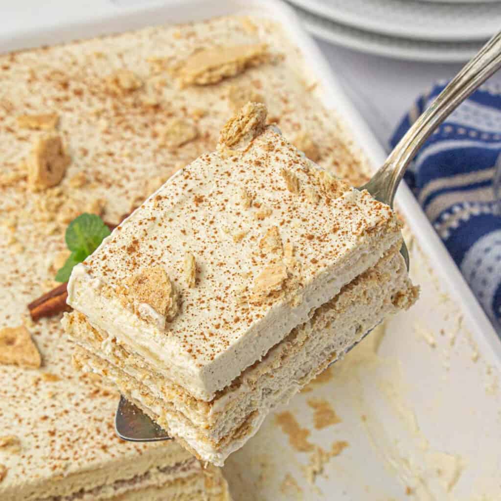 Snickerdoodle Graham Cracker Icebox Cake - Bowl Me Over