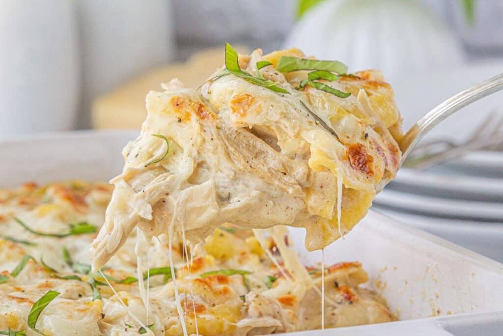 Easy Chicken Tortellini Bake with Alfredo Sauce - Bowl Me Over