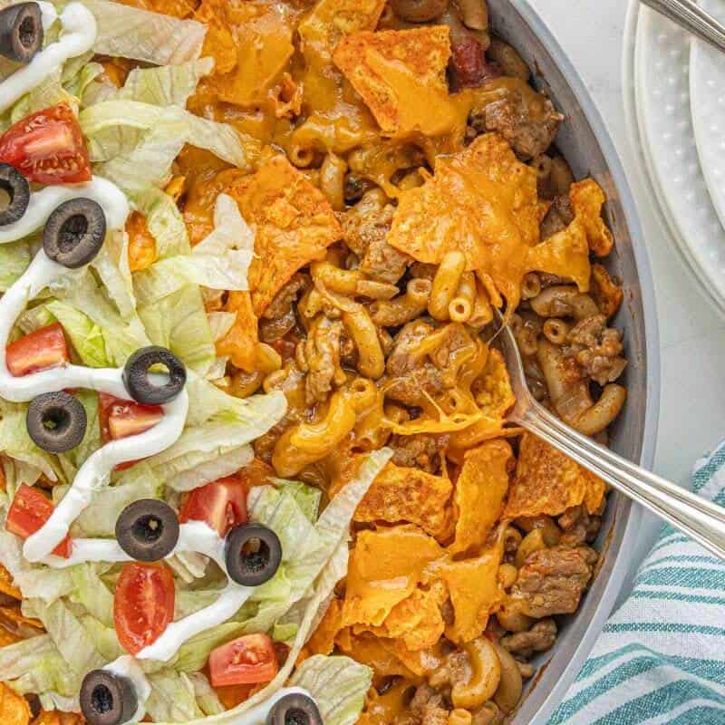 One Pan Crunchy Hamburger Helper - 30 Minute Meal - Bowl Me Over