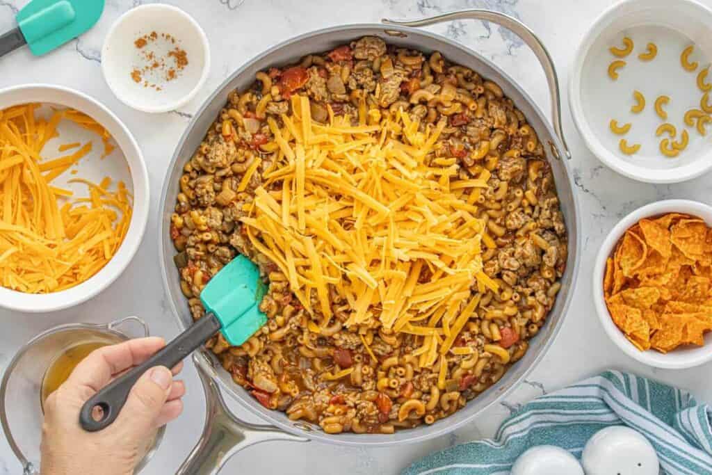 One Pan Crunchy Hamburger Helper - 30 Minute Meal - Bowl Me Over